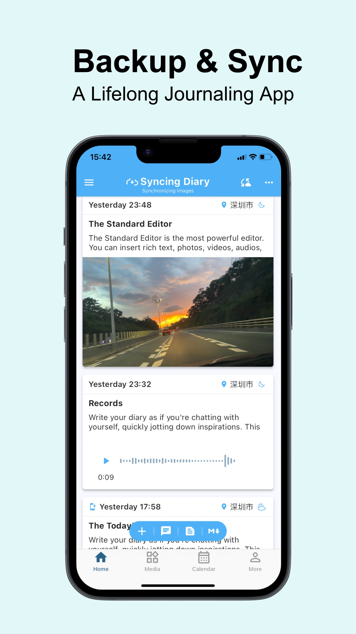 OneDiary: App that supports backup and sync diaries across devices